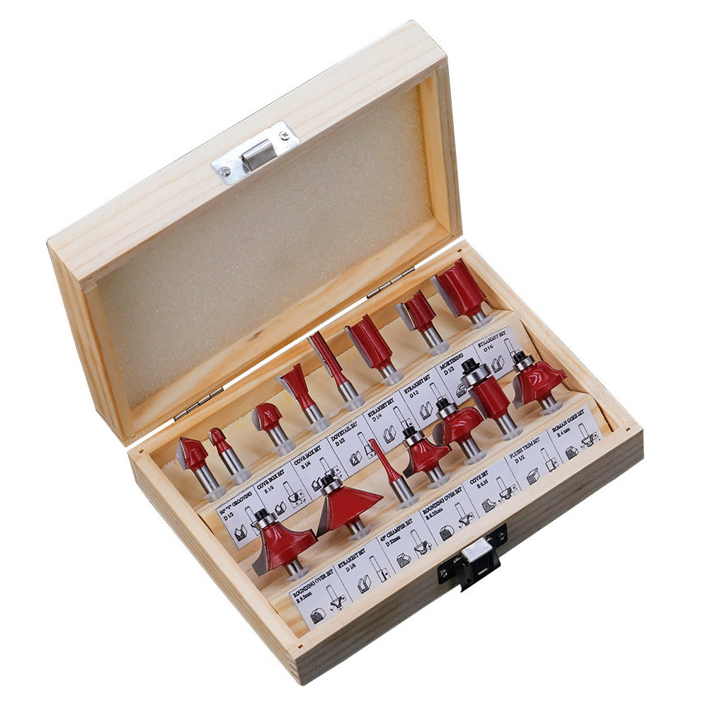 Juego de Fresas para Enrutador (15 Piezas) 6,35 mm TEHTOOLS – Tehtools